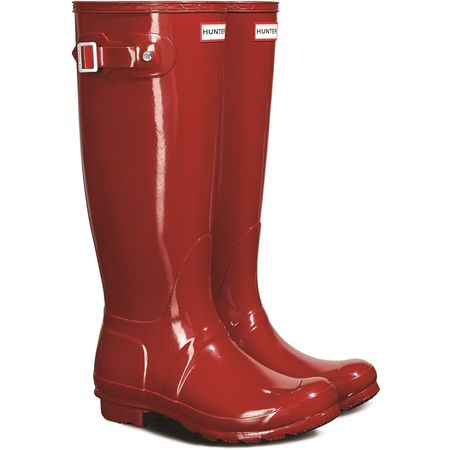 The Hunter Boot Co Women's Original Tall Gloss Red Wellington Boots ...